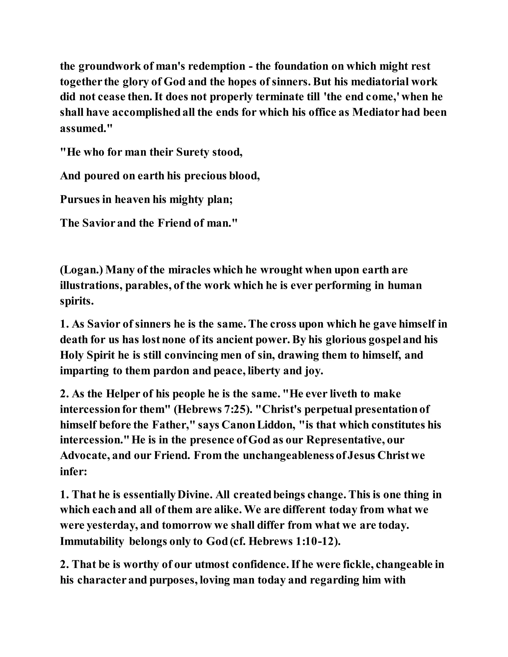 Jesus was the unchanging christ | DOCX