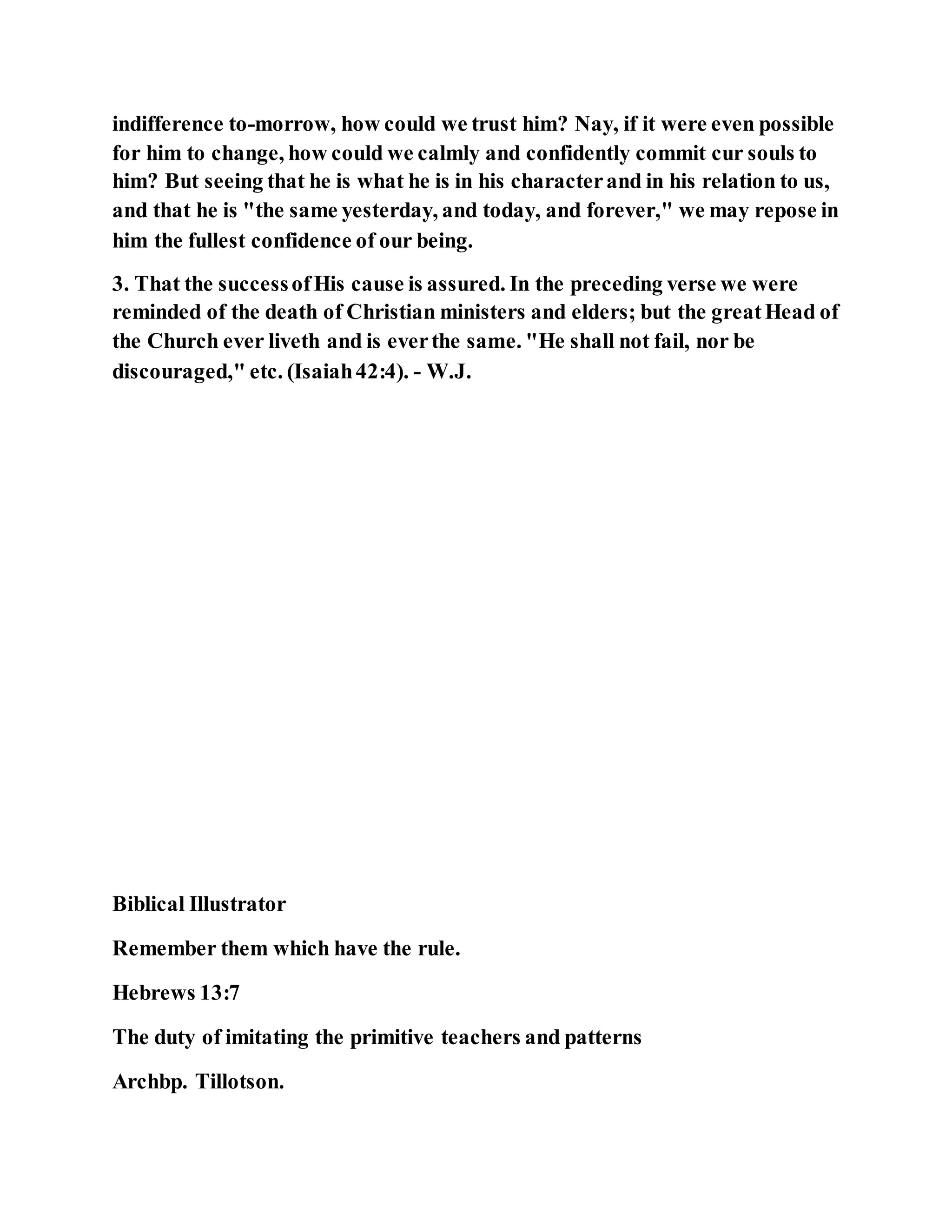 Jesus was the unchanging christ | DOCX