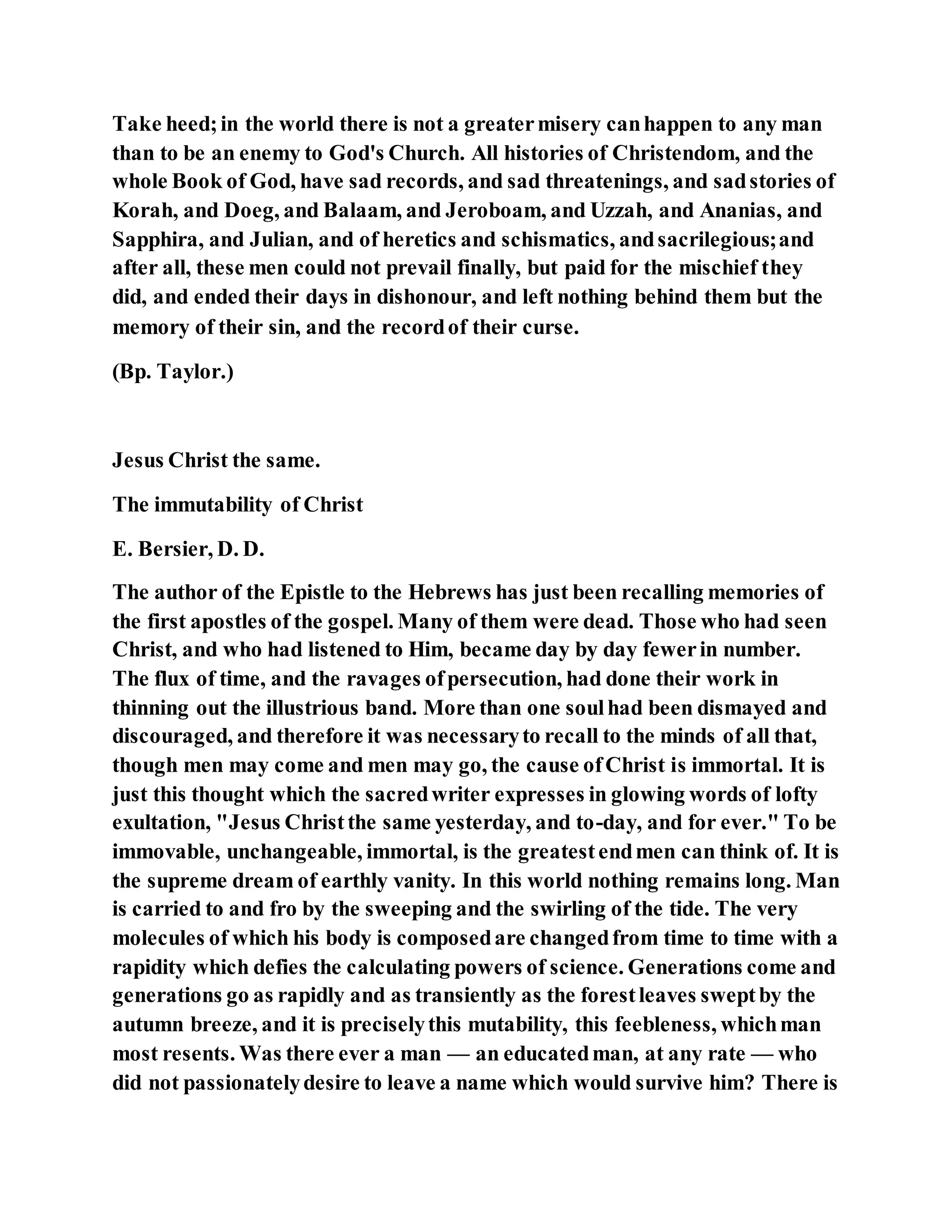 Jesus was the unchanging christ | DOCX