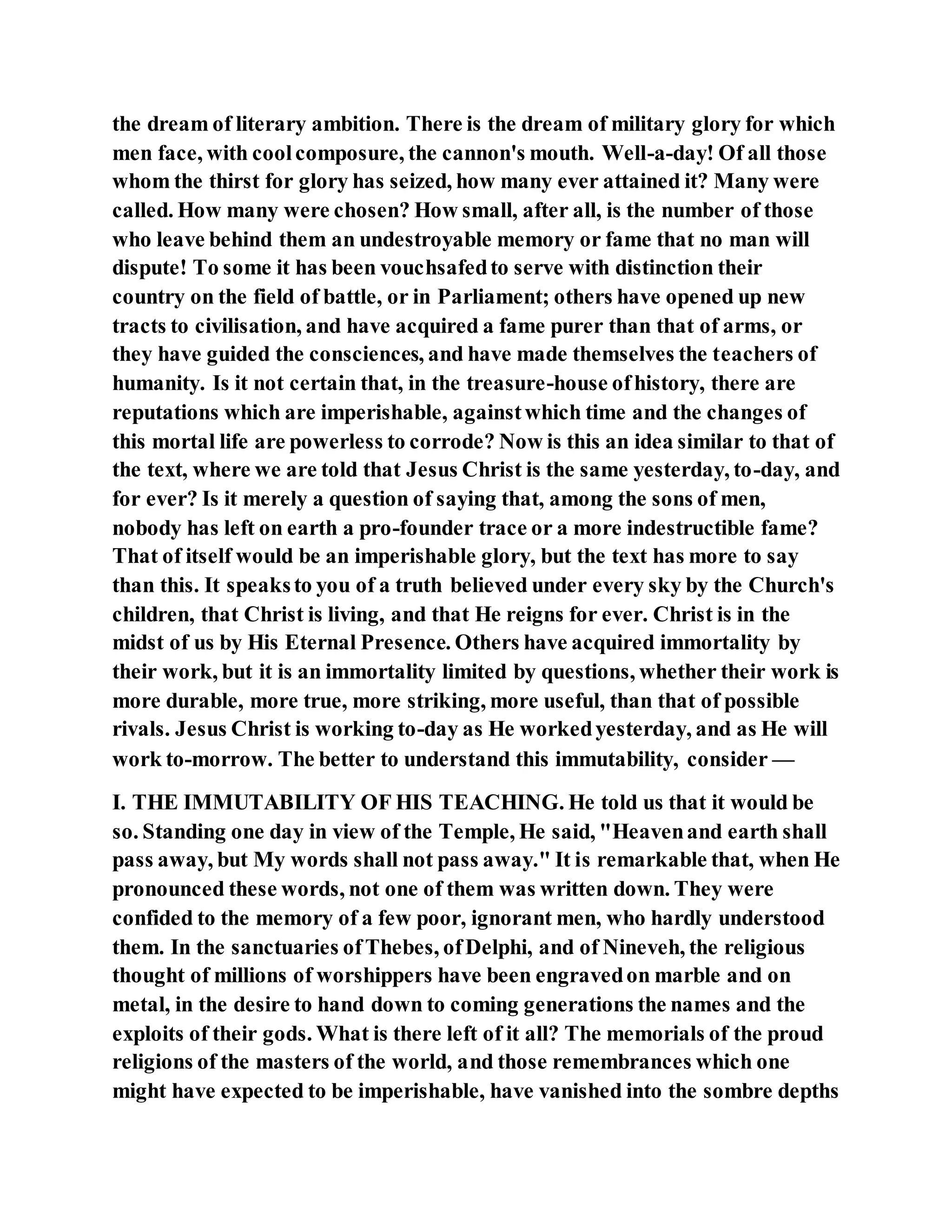 Jesus was the unchanging christ | DOCX