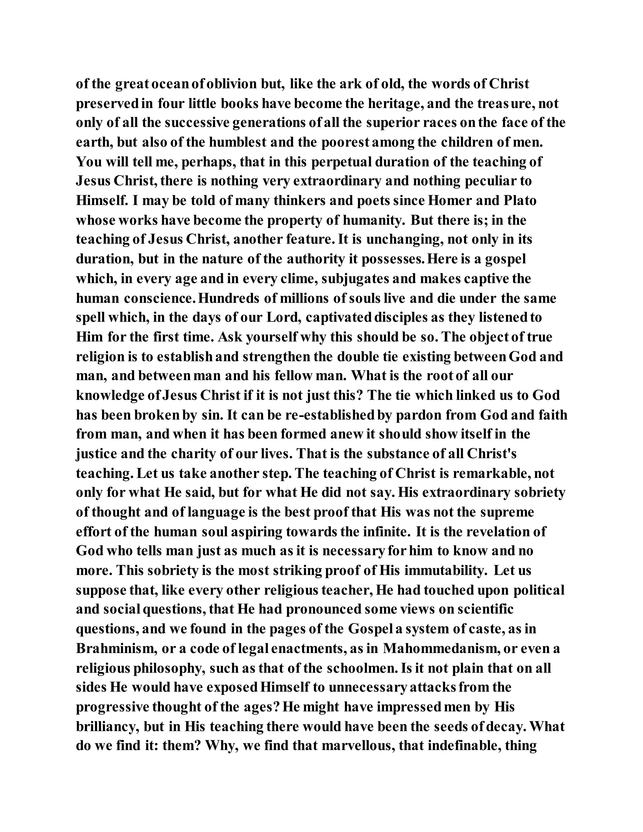 Jesus was the unchanging christ | DOCX