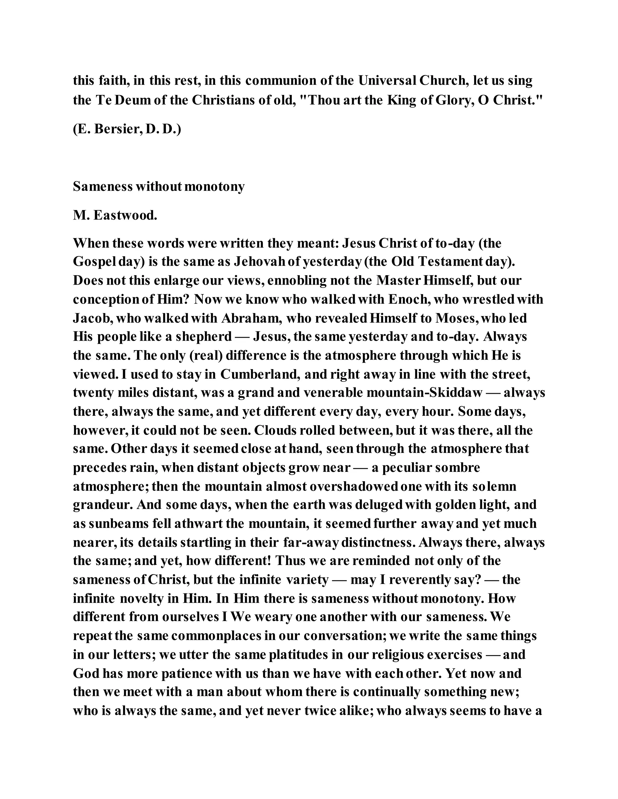 Jesus was the unchanging christ | DOCX