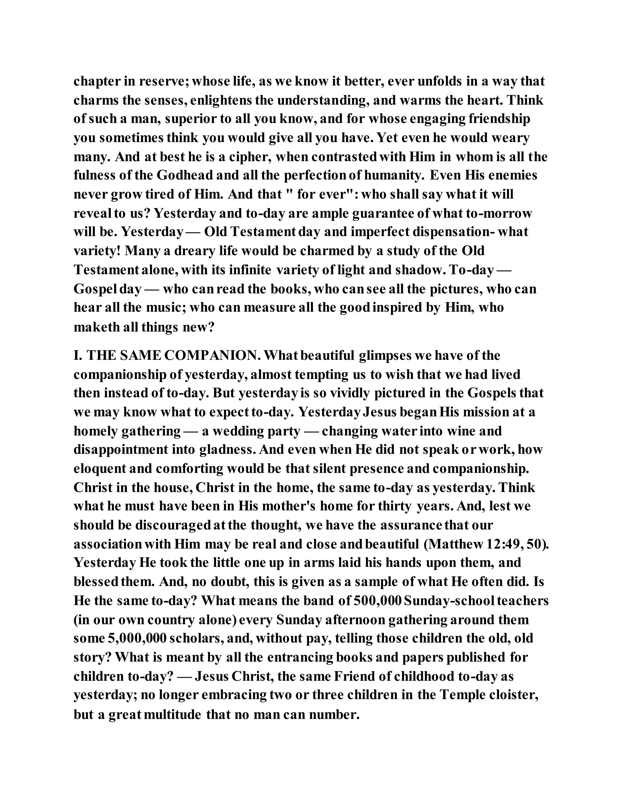 Jesus was the unchanging christ | DOCX