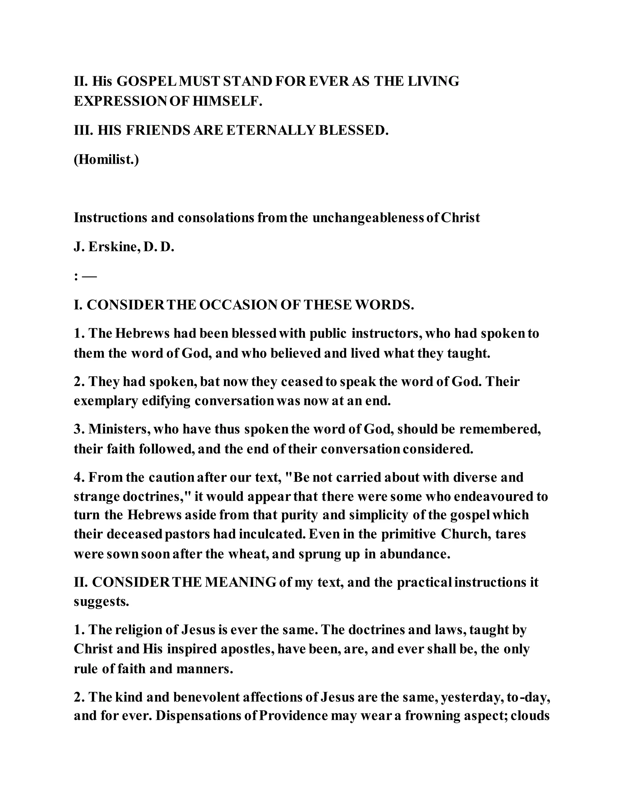 Jesus was the unchanging christ | DOCX