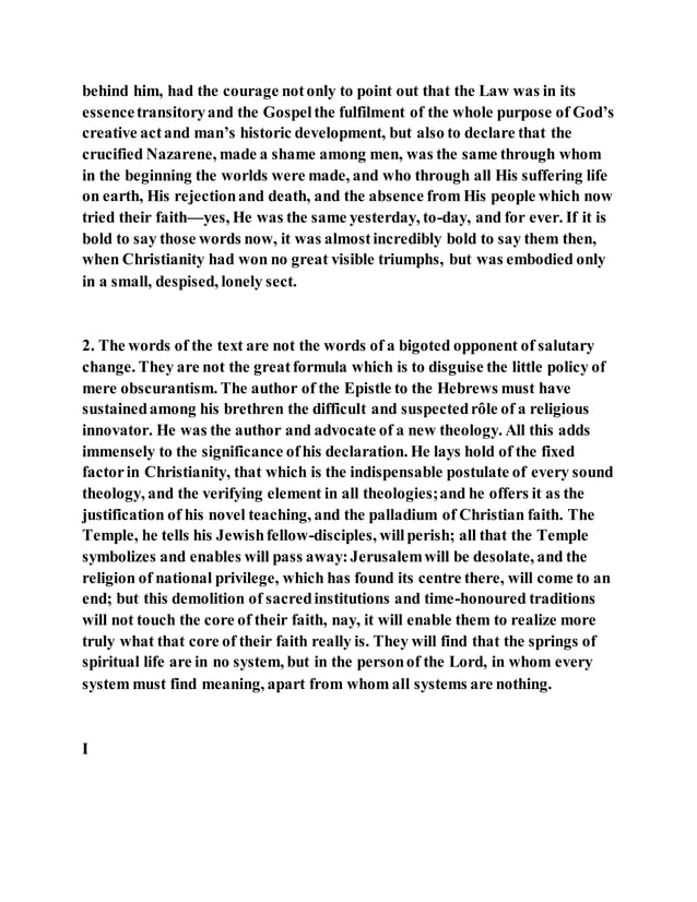 Jesus was the unchanging christ | DOCX