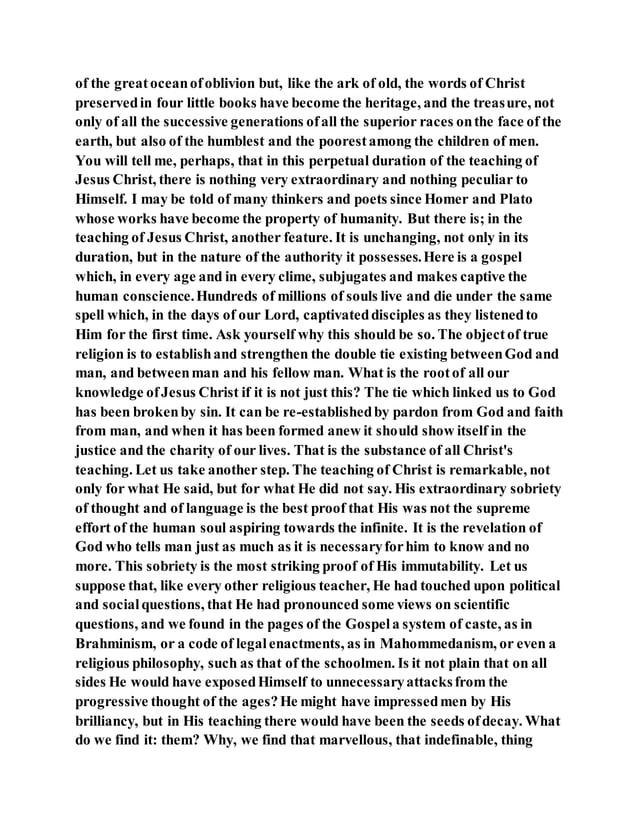 Jesus was the unchanging christ | DOCX