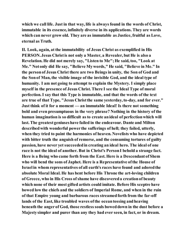 Jesus was the unchanging christ | DOCX