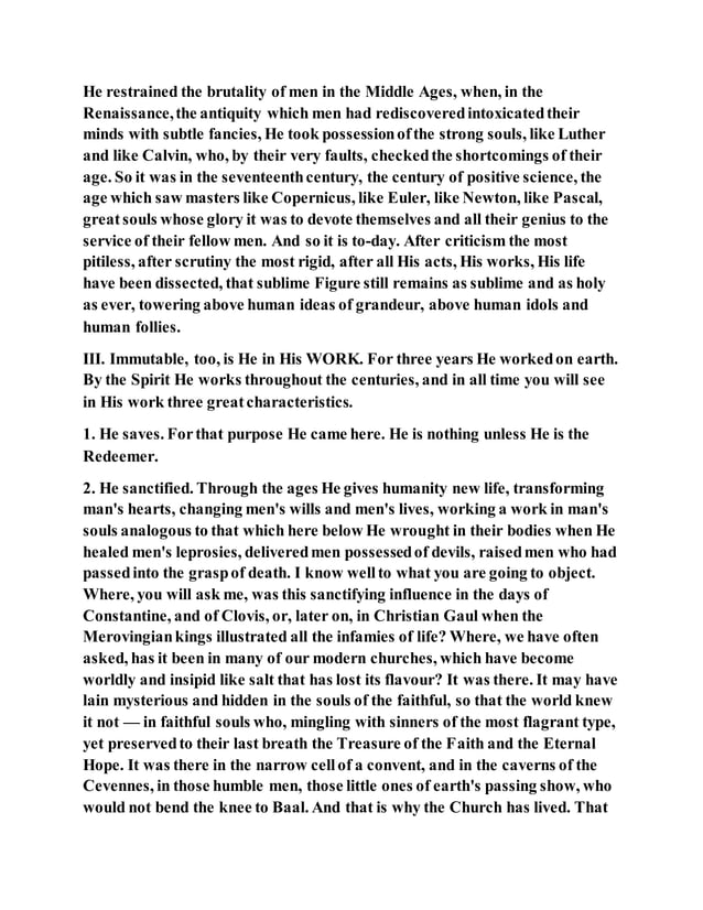 Jesus was the unchanging christ | DOCX