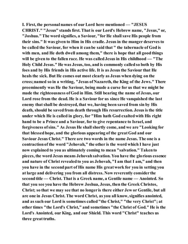 Jesus was the unchanging christ | DOCX