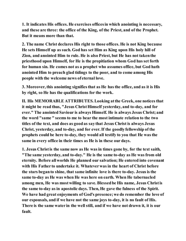 Jesus was the unchanging christ | DOCX