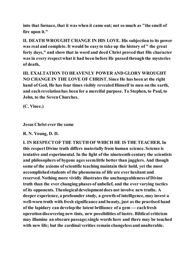 Jesus was the unchanging christ | DOCX