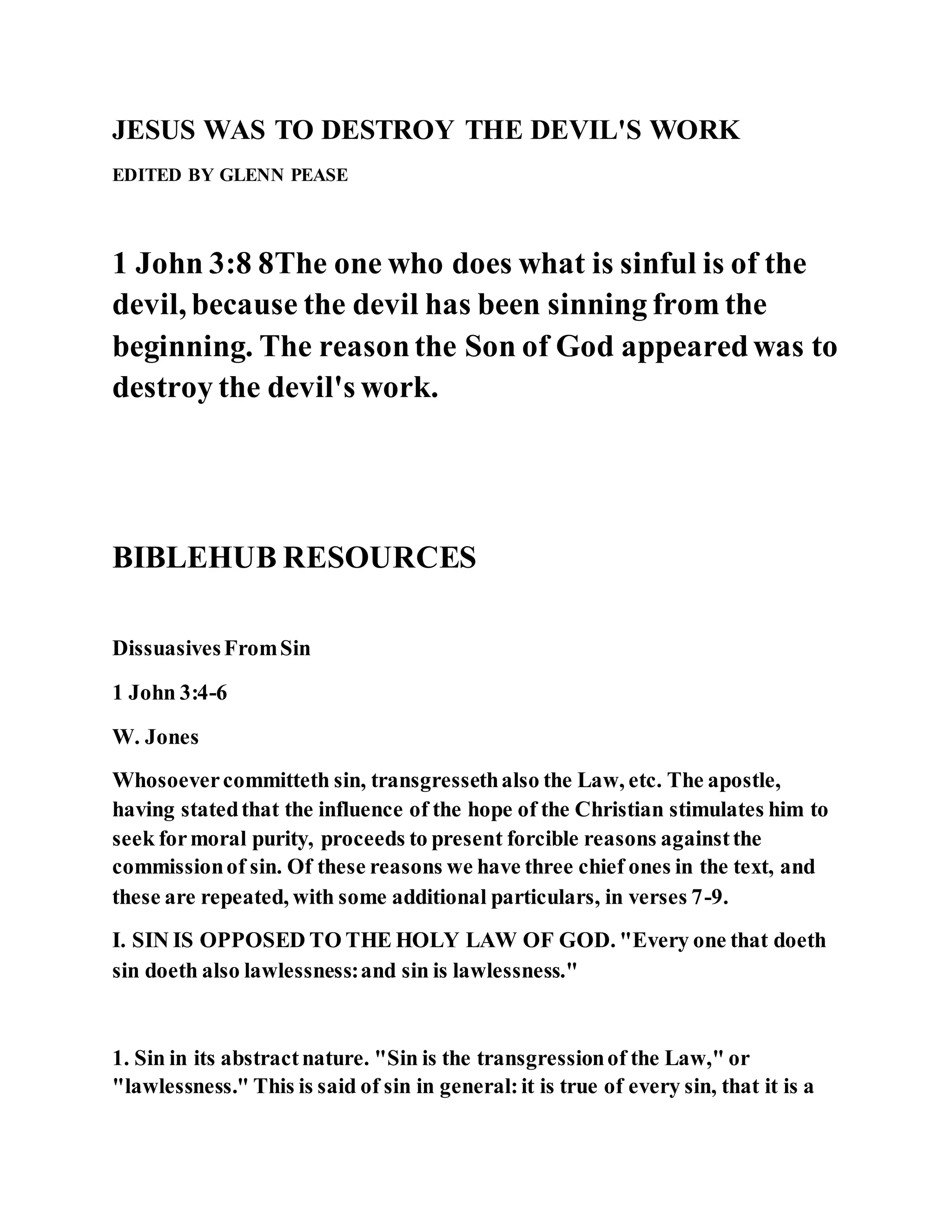 Jesus was to destroy the devil's work | DOCX | Christianity | Religion ...