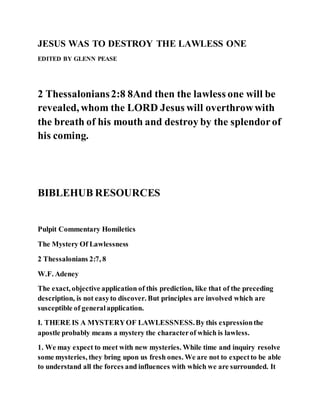 Jesus was to destroy the lawless one | PDF