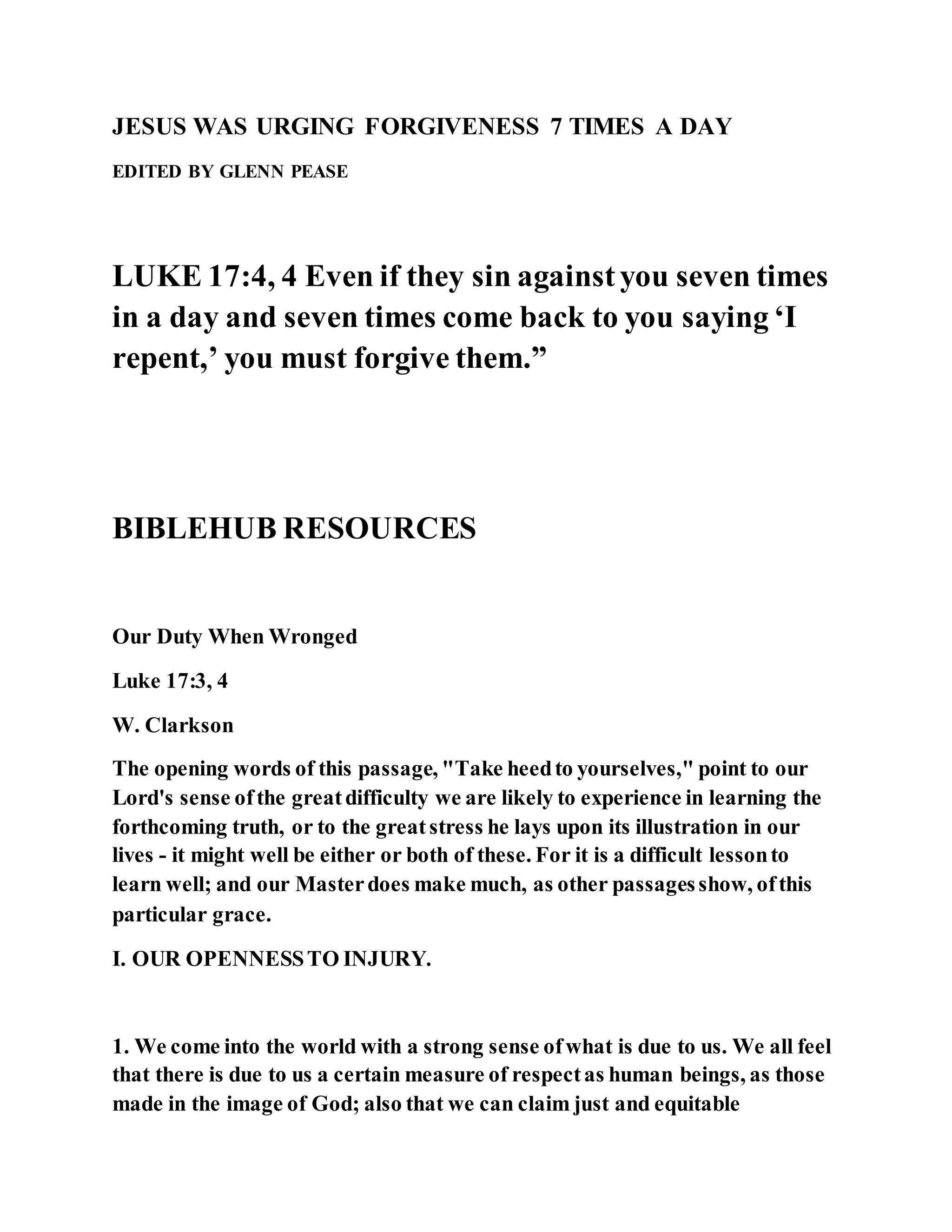 Jesus was urging forgiveness 7 times a day | PDF