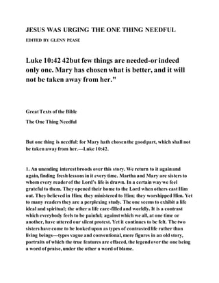 Jesus was urging the one thing needful | DOCX