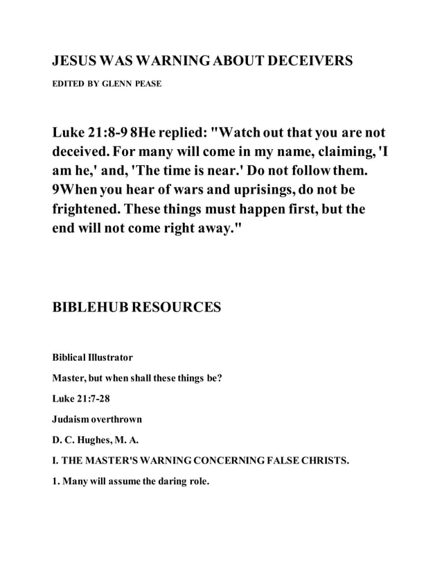 Jesus was warning about deceivers | DOCX