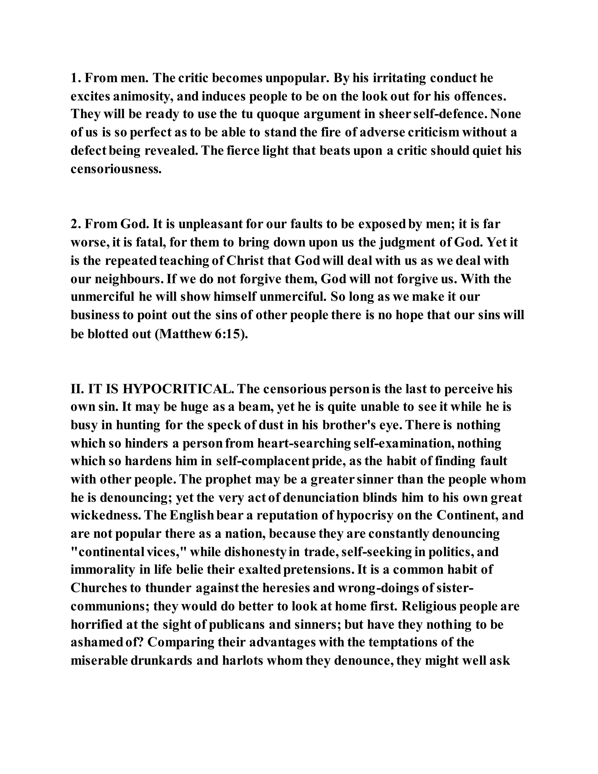 Jesus was warning against being judgmental | DOCX