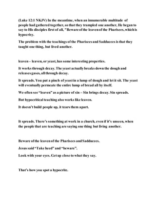 Jesus was warning his disciples to be on guard | DOCX