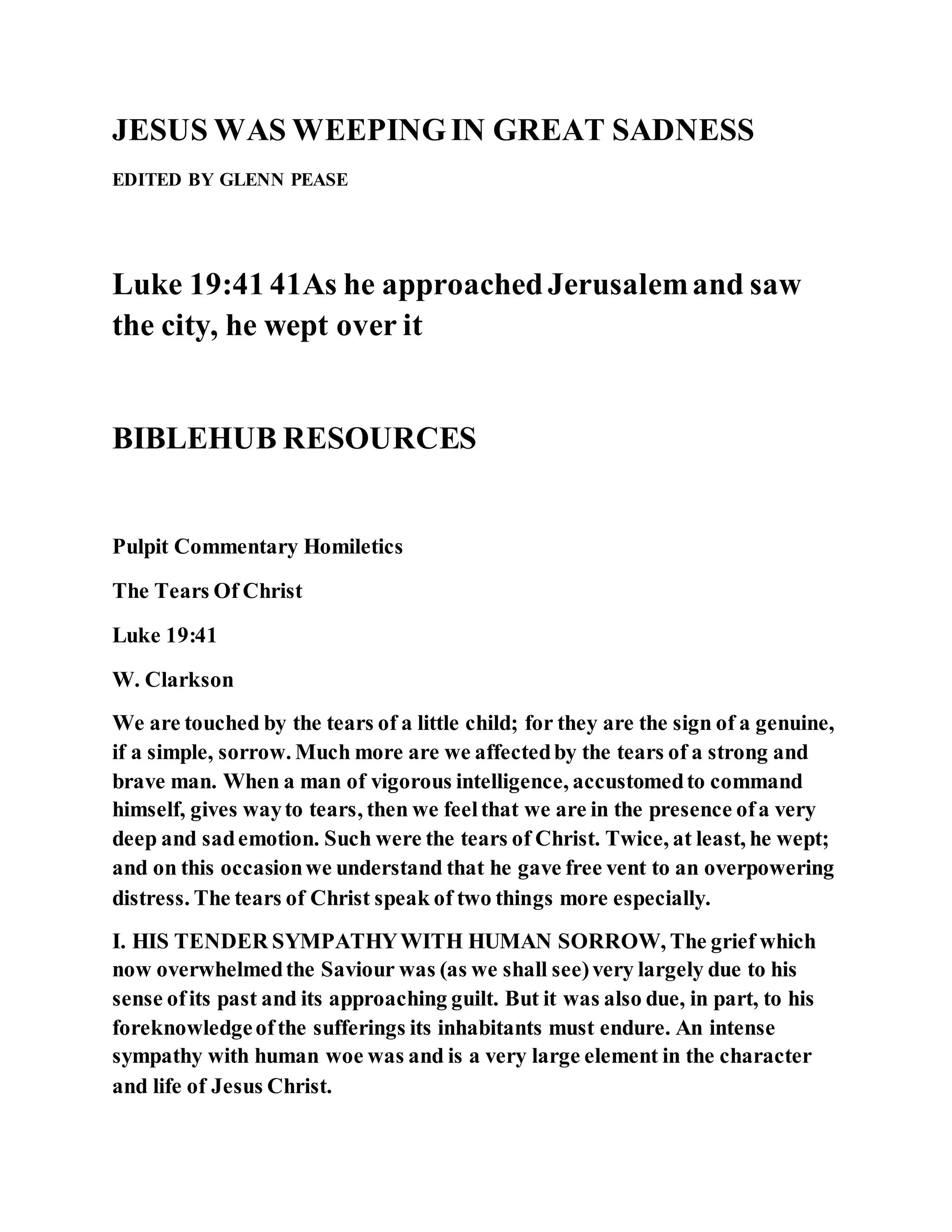 Jesus was weeping in great sadness | PDF