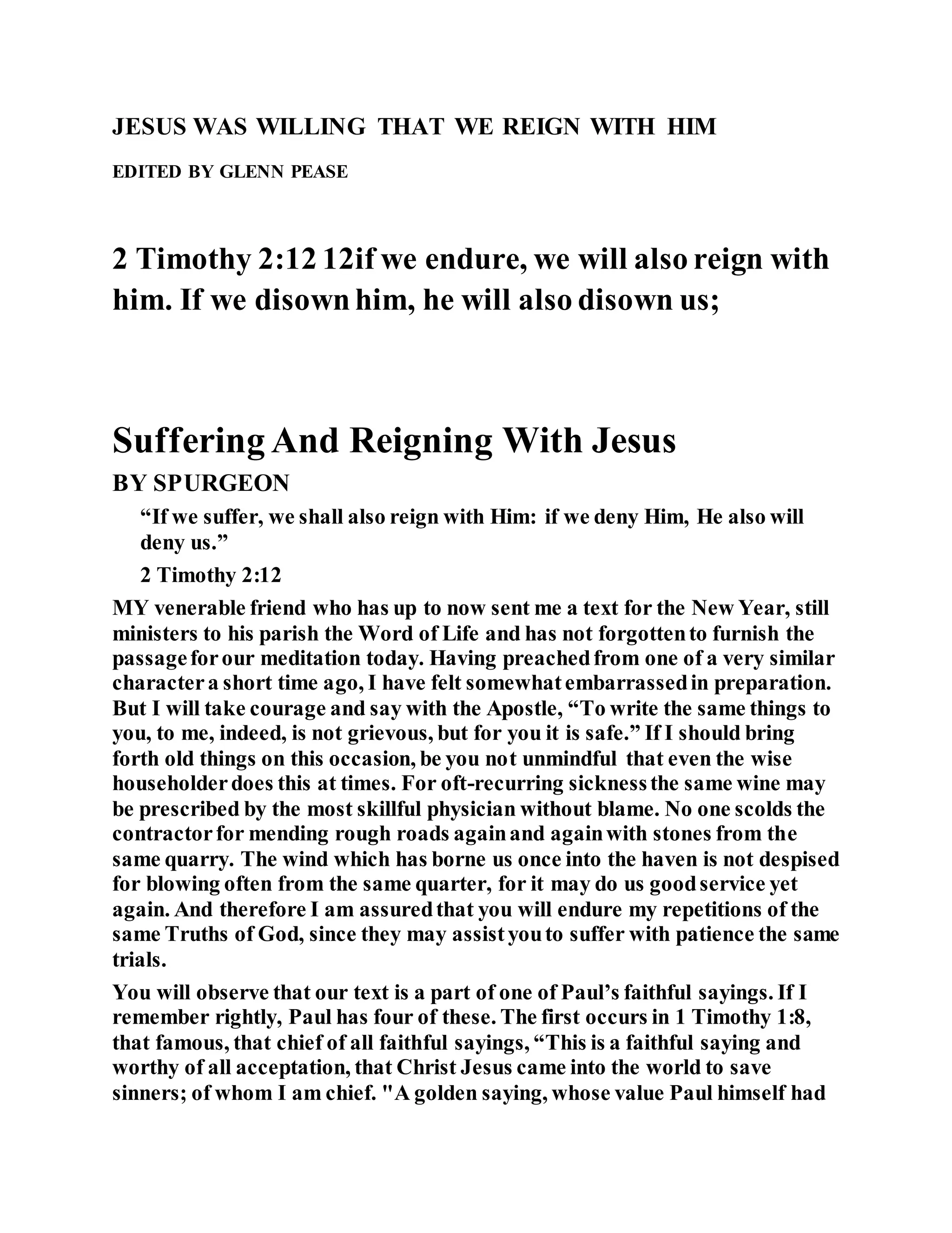 Jesus was willing that we reign with him | PDF