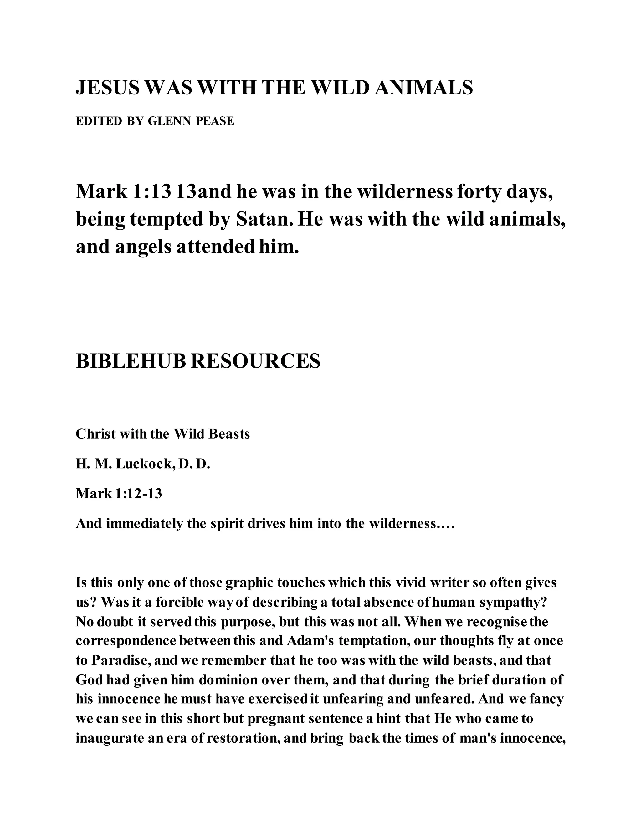 Jesus was with the wild animals | PDF
