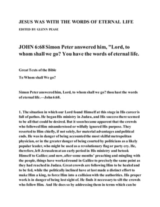 Jesus was with the words of eternal life | PDF