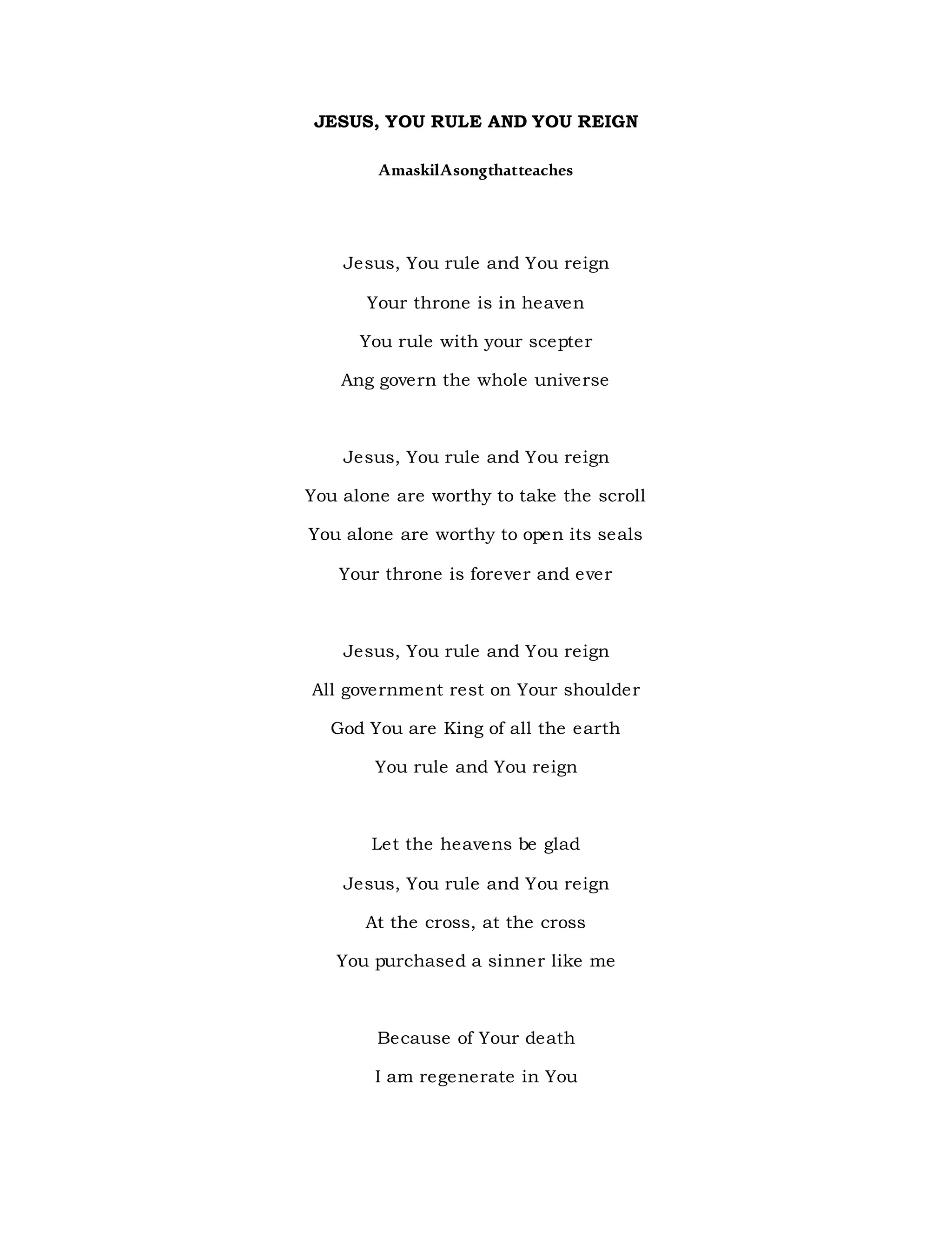 Jesus You rule and You reign | DOCX