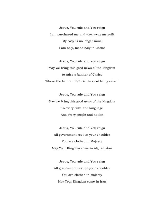 Jesus You rule and You reign | PDF