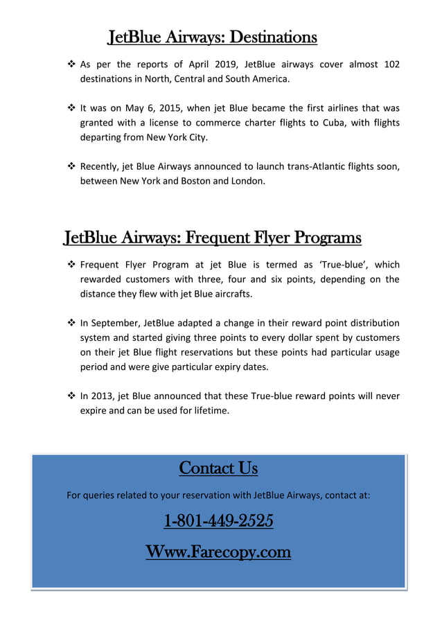 jetBlue Airlines Information | PDF | Air Travel | Travel Type