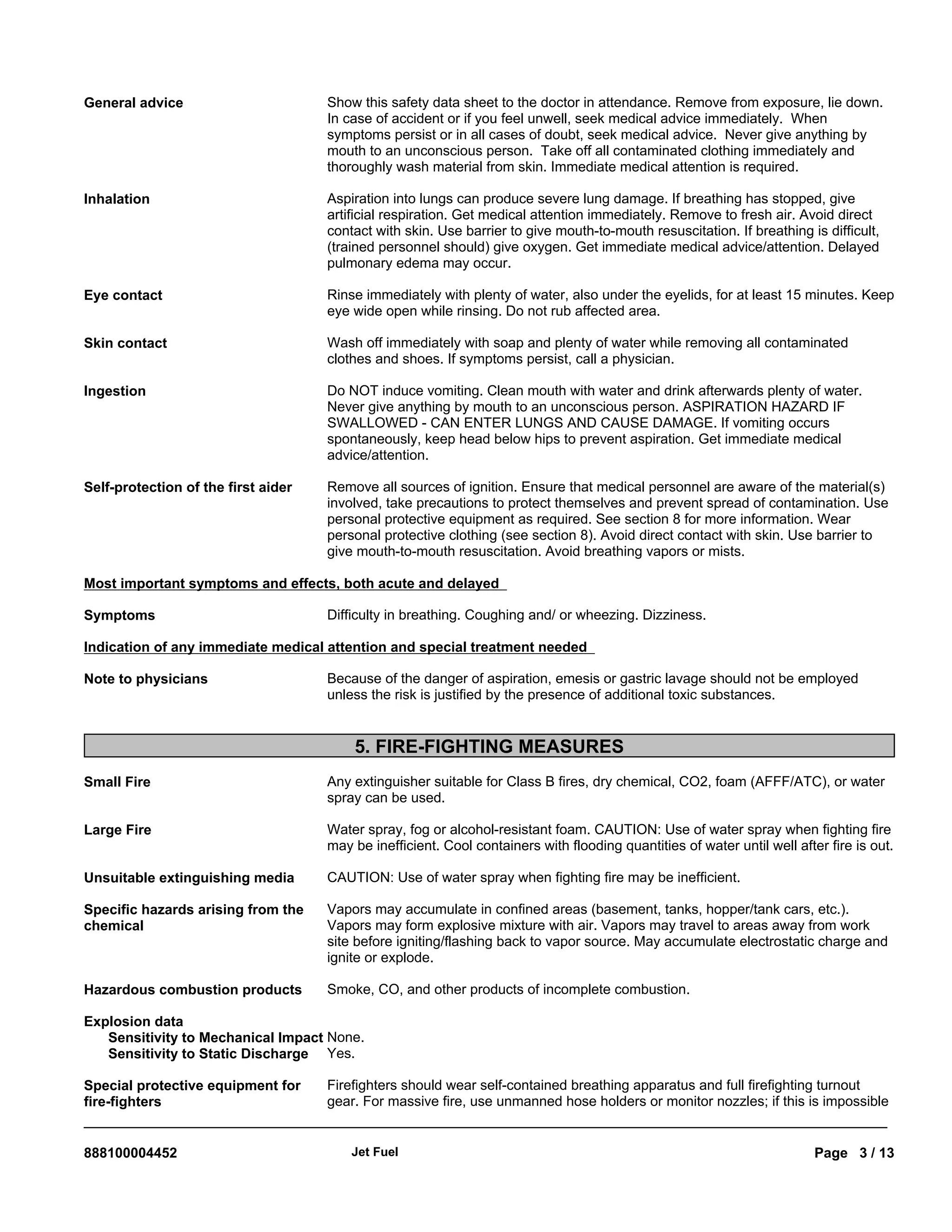 Jet-A Fuel Data Safety Sheet- Tribute Aviation | PDF