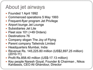 Jet airways | PPTX | Air Travel | Travel Type