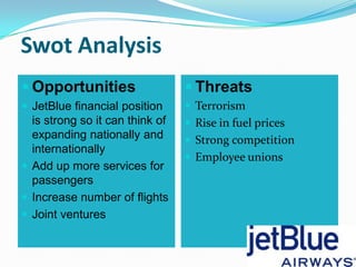 Jetblue Airways- Intro, SWOT, 5 Generic, Porter's 5, Key Sucess Factors ...