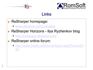 JetBrains ReSharper | PPTX | Programming Languages | Computing