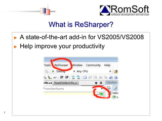 JetBrains ReSharper | PPTX | Programming Languages | Computing