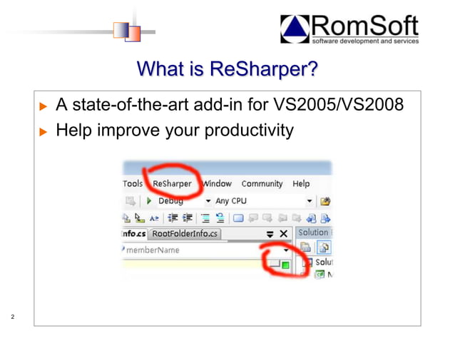 JetBrains ReSharper | PPTX | Programming Languages | Computing
