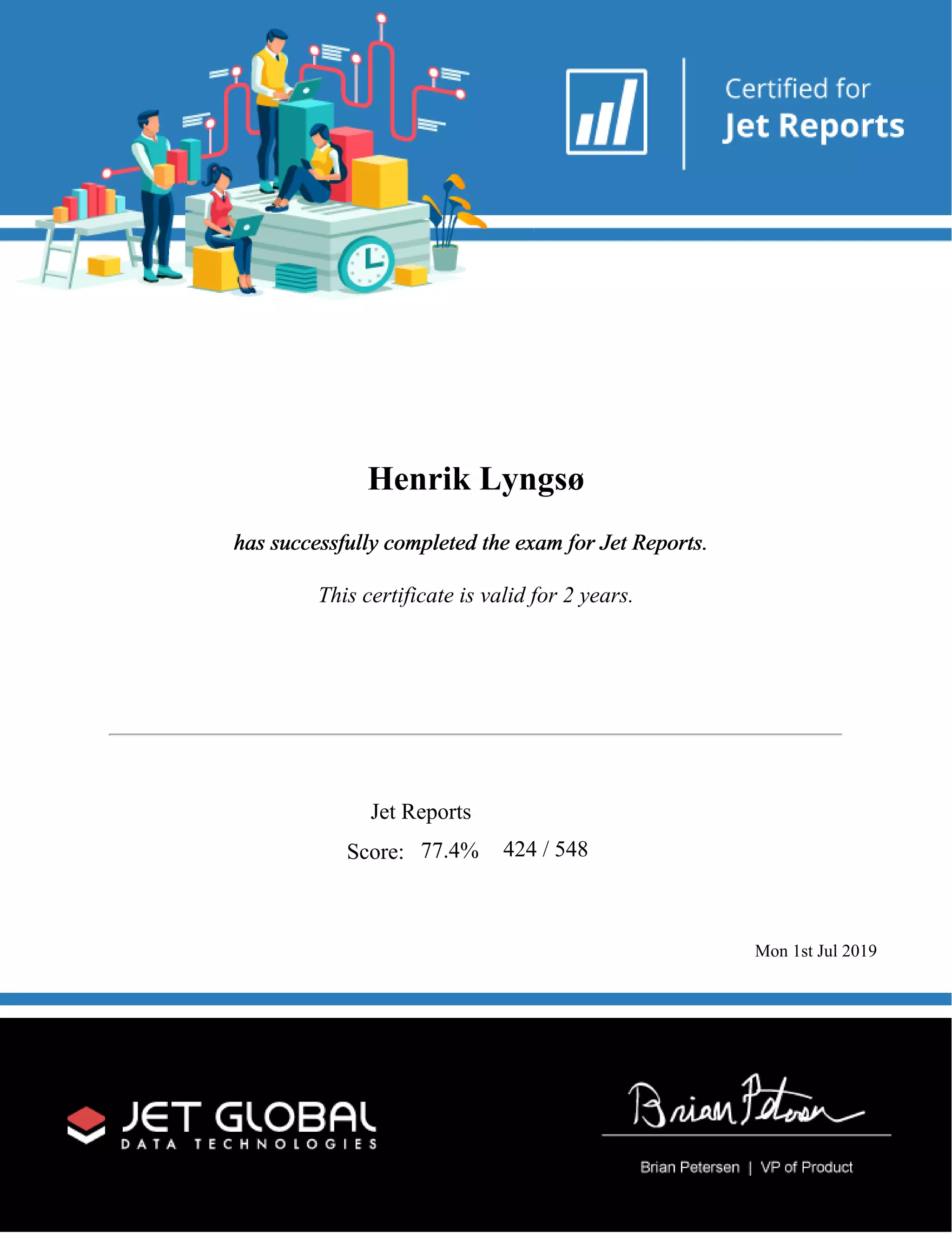 Jet Reports Certifikat - Henrik Lyngsø | PDF
