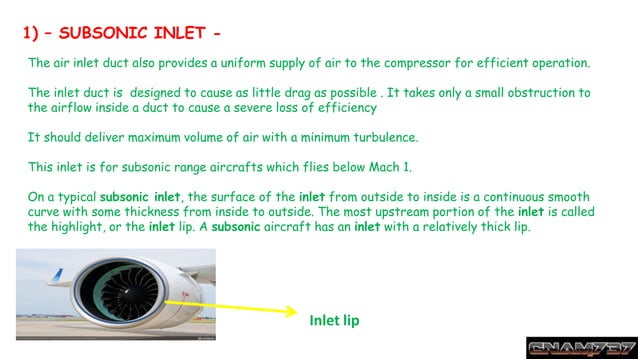 GAS TURBINE ENGINES CONSTRUCTION PART 1 - INLET | PPTX