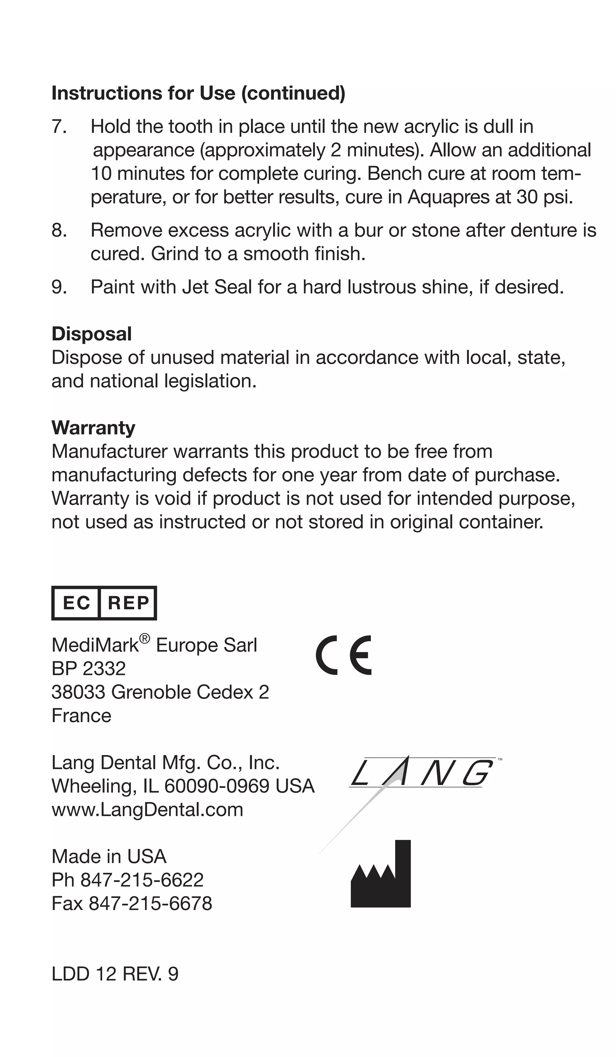 Jet Denture Repair Instructions | PDF