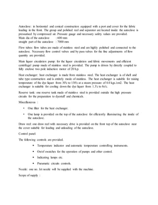 Jet dyeing Machine | DOCX