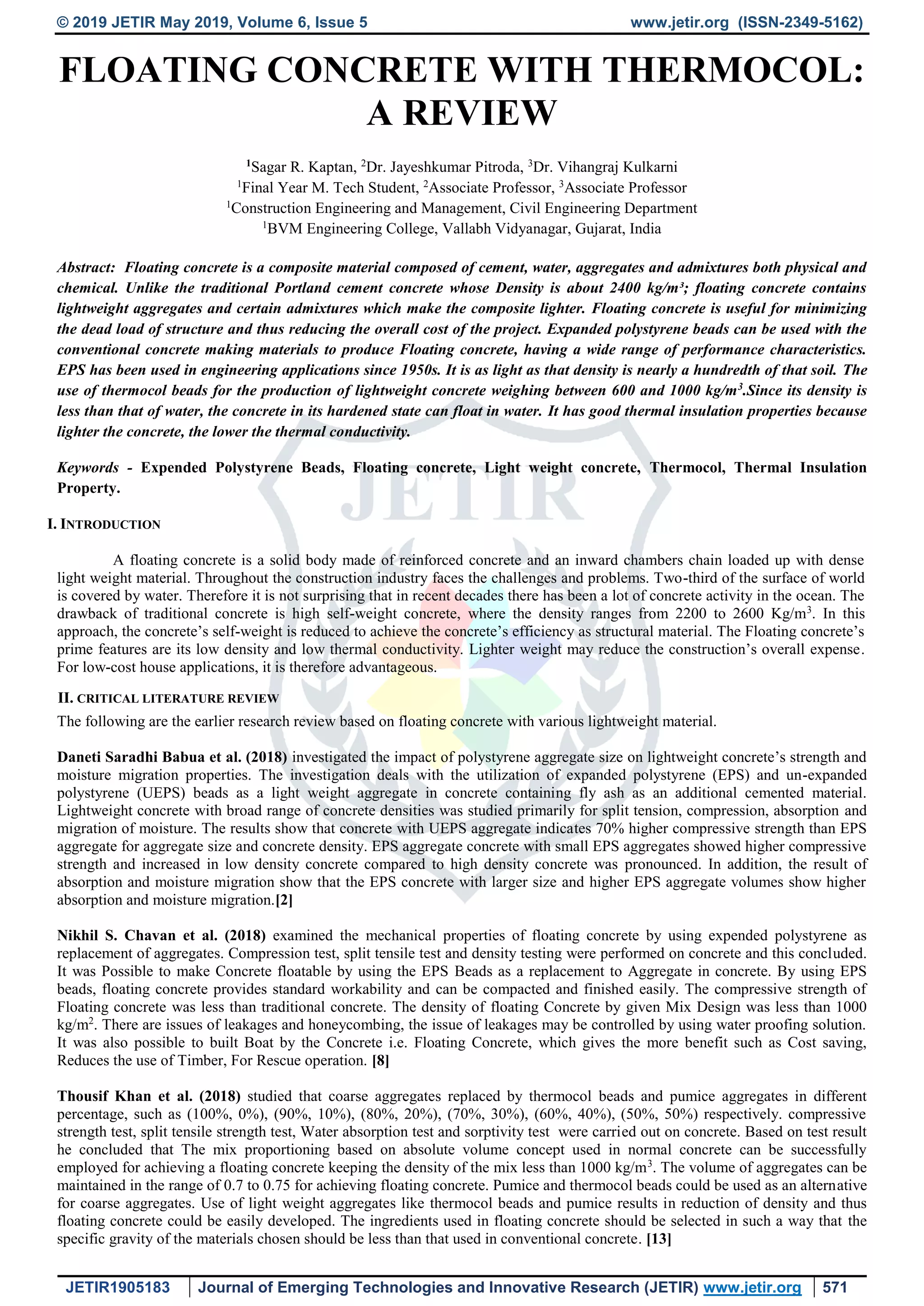 Floating Concrete Review Paper | PDF