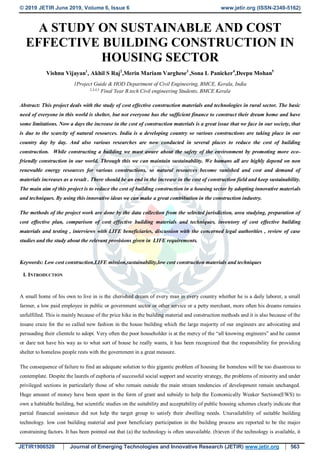 STUDY ON SUSTAINABLE AND COST EFFECTIVE BUILDING CONSTRUCTION IN ...