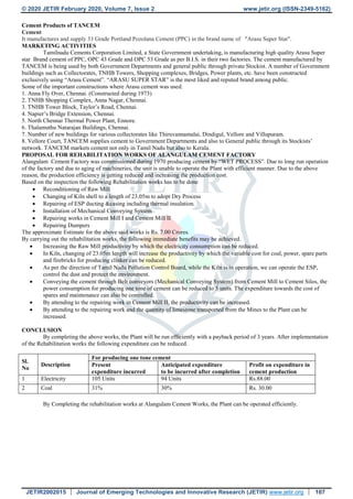 PROPOSAL FOR REHABILITATION WORKS OF ALANGULAM CEMENT FACTORY | PDF
