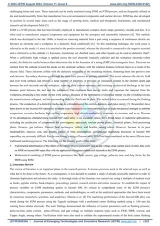 Modeling of EDM Process parameters for MRR of Inconel 600 alloy using RSM | PDF