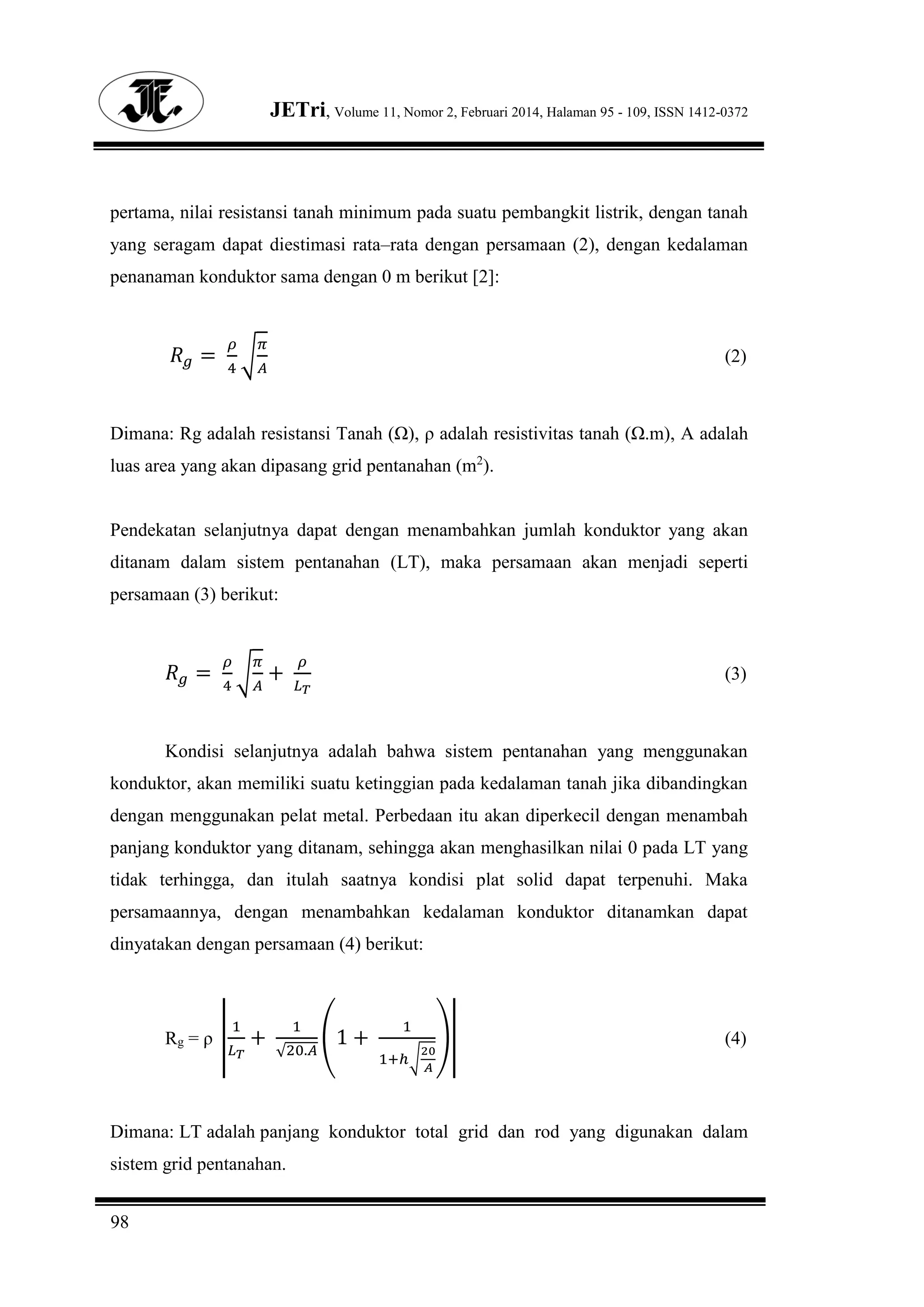 ANALISIS DESAIN SISTEM GRID PENTANAHAN PLTU BERAU KALIMANTAN TIMUR 2 X ...