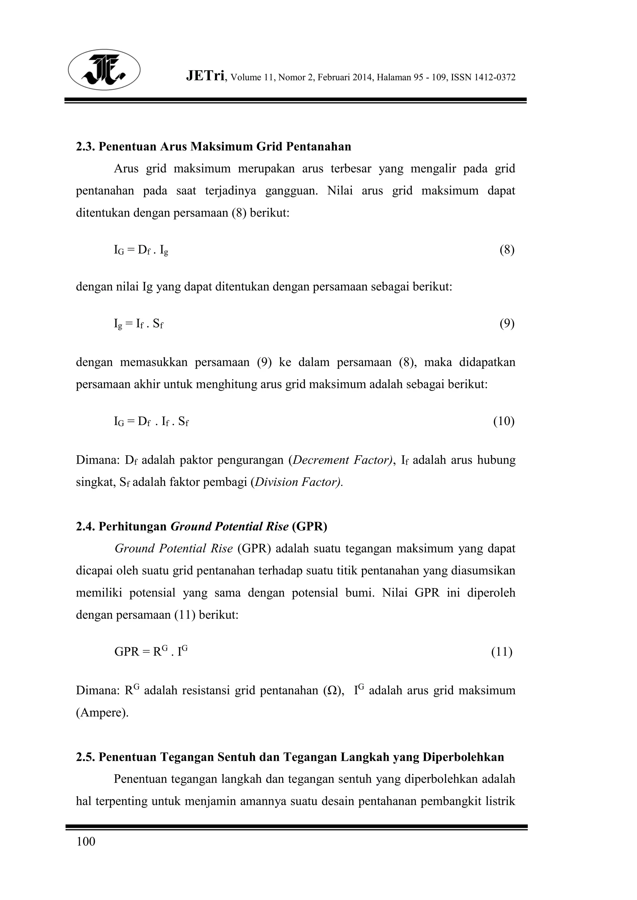 ANALISIS DESAIN SISTEM GRID PENTANAHAN PLTU BERAU KALIMANTAN TIMUR 2 X ...