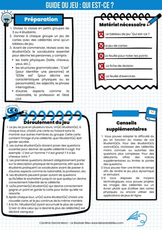 Jeu Qui est-ce A1+ A2 pour pratiquer la description physique | PDF
