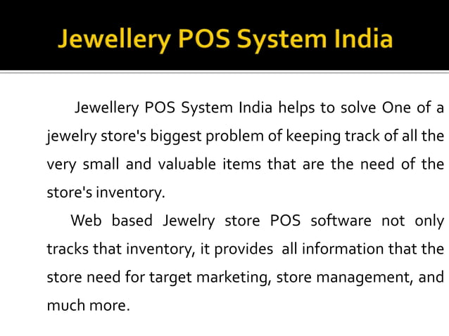 Jewellery pos system india | PPT