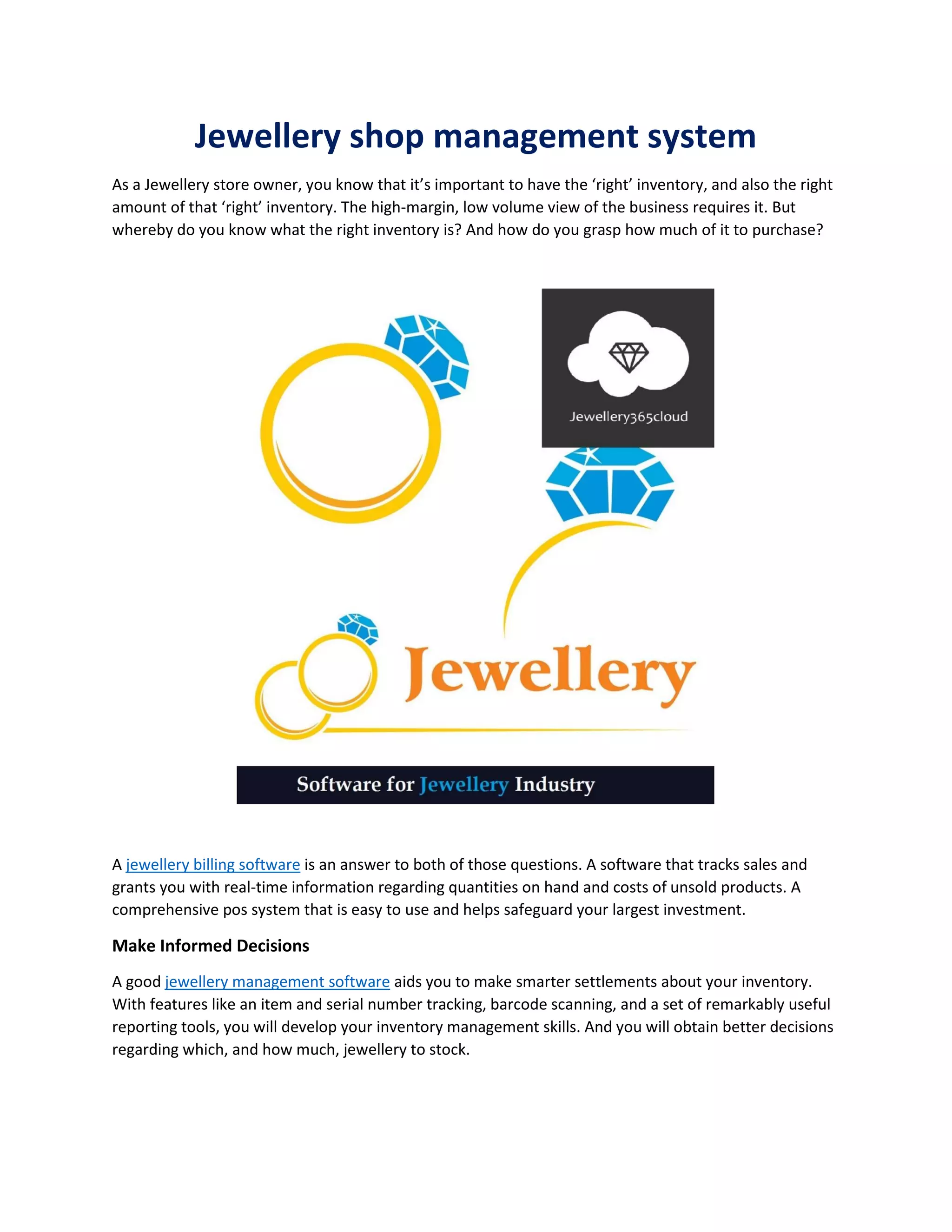 Jewellery shop management system | PDF