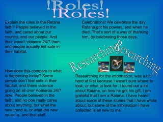 Jewel's Ratana faith | PPT