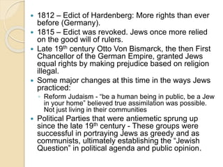 Jewish Life: Language and Locations from Middle Ages to 1933 | PPTX ...